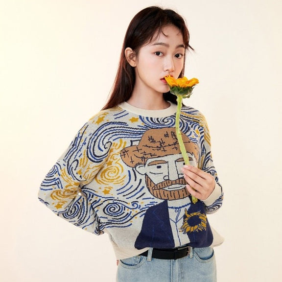 Van gogh Cartoon Sweater – Galartsy