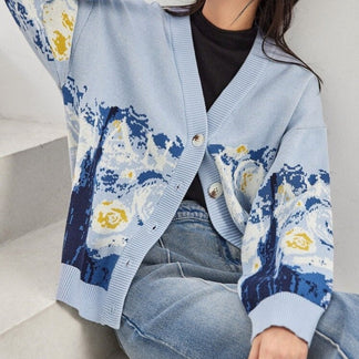 Van Gogh Starry Night Knitted Cardigan sweater – Galartsy