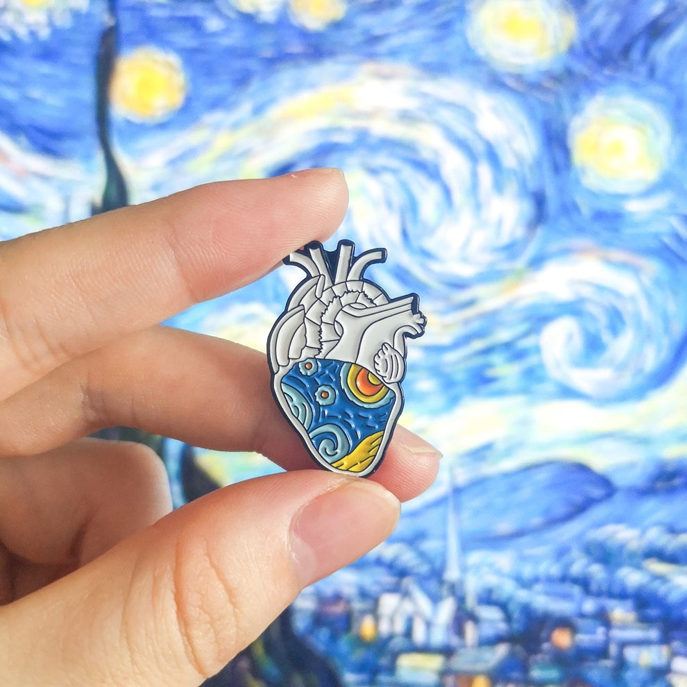Starry Night Heart Enamel pin – Galartsy