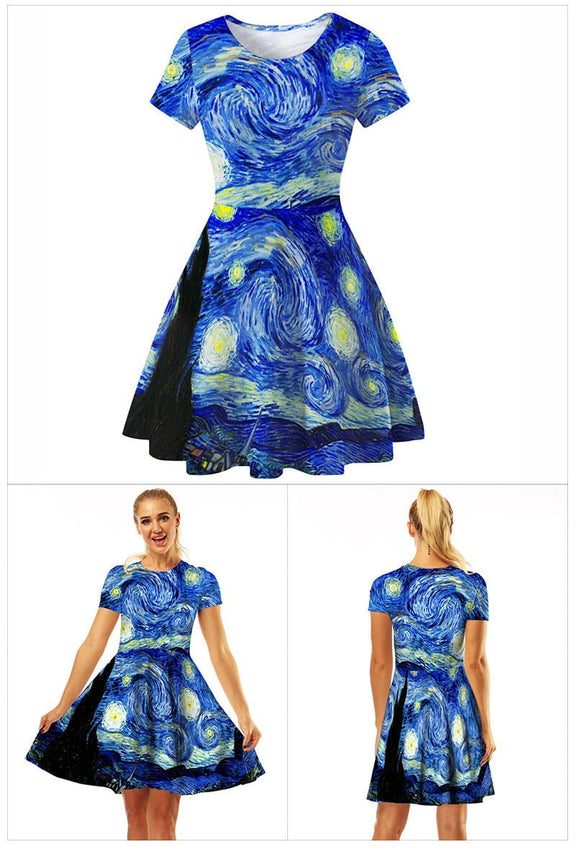 Van Gogh The Starry Night Print Dress#N# – Galartsy
